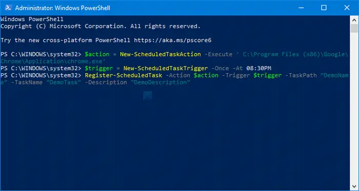 Delete or Create a Scheduled Task with PowerShell in Windows 11 Delete or Create a Scheduled Task with PowerShell in Windows 11