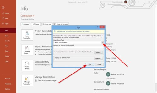 How to create and insert Digital Signature in PowerPoint presentation