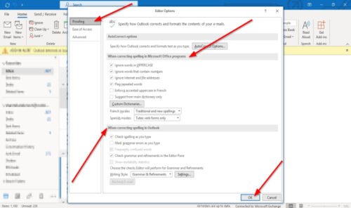 Customize Spelling and Grammar Checking Settings in Outlook