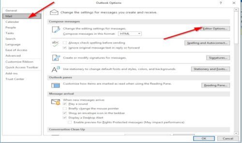 Specify how Outlook should correct and format your email messages