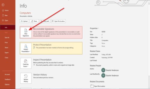 How to create and insert Digital Signature in PowerPoint presentation