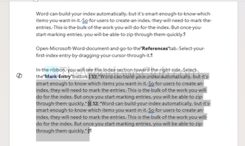 How to create an Index in Word