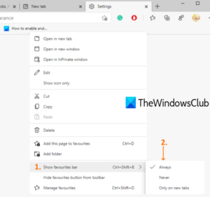 How to show Favorites Bar in Microsoft Edge on Windows 11/10