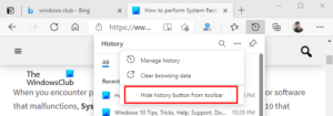 Show or Hide History button on Toolbar in Microsoft Edge