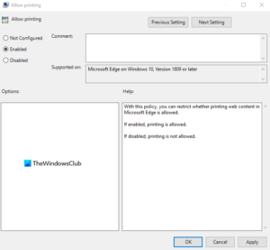How to Enable or Disable Printing in Microsoft Edge in Windows 11