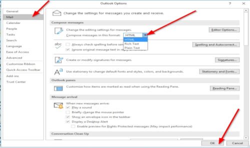 Specify how Outlook should correct and format your email messages