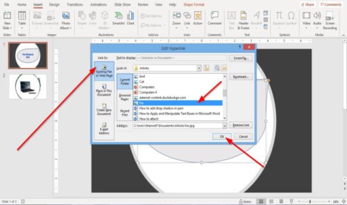 How to link Elements, Content or Objects to a PowerPoint slide