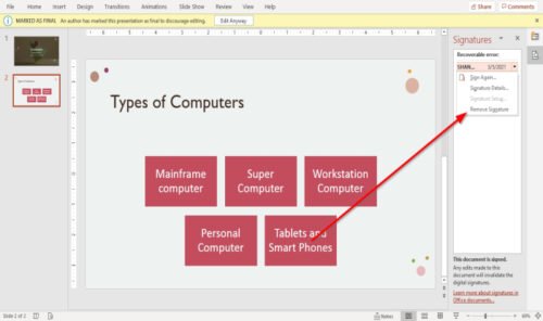 How to create and insert Digital Signature in PowerPoint presentation