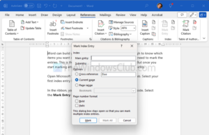 How to create an Index in Word