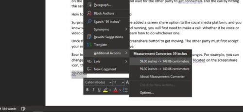 How to use Measurement Converter in Microsoft Office