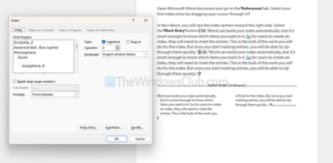 How to create an Index in Word