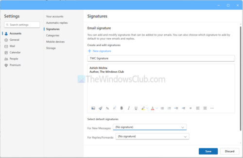 How to change Email Signature in new Outlook app of Windows 11