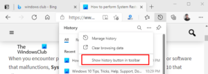 Show or Hide History button on Toolbar in Microsoft Edge