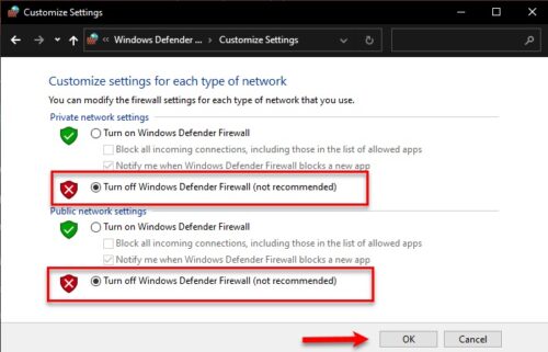 Windows Defender Firewall is using settings that make device unsafe
