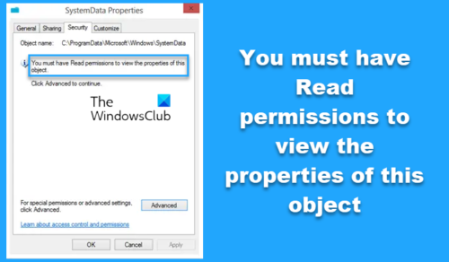 You Must Have Read Permissions To View The Properties Of This Object
