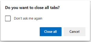 Enable or disable the Close all tabs prompt in Microsoft Edge