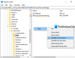 Enable System Print Dialog in Microsoft Edge in Windows 11/10