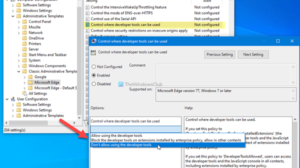 Disable Developer Tools in Edge using Registry or Group Policy