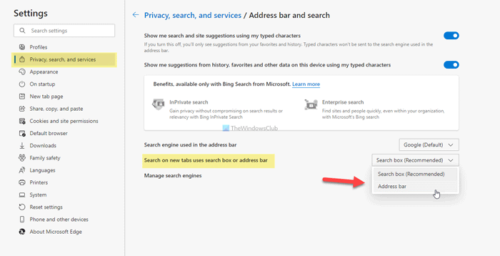 How to enable or disable Search Box on New Tab page in Edge