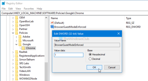 Force Chrome users to open Guest Mode using REGEDIT, GPEDIT