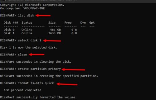 How to format USB Pen Drive using Command Prompt in Windows