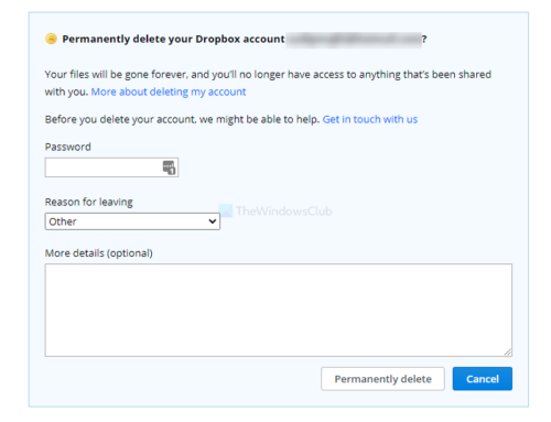 How to permanently delete Dropbox account