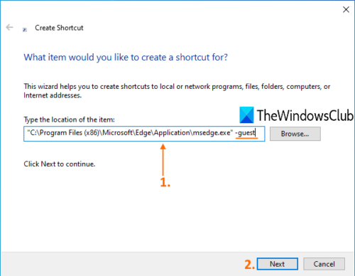 How to create Guest Profile shortcut for Microsoft Edge