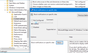 Turn off Edge Notifications in Windows 11 with GPEDIT or REGEDIT