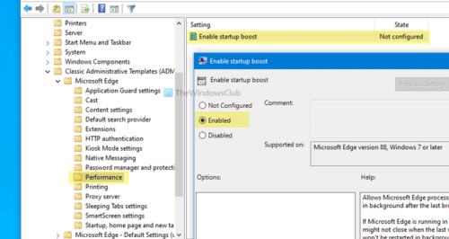 Enable or Disable Edge Startup Boost via Settings, REGEDIT, GPEDIT