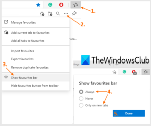 How to show Favorites Bar in Microsoft Edge on Windows 11/10