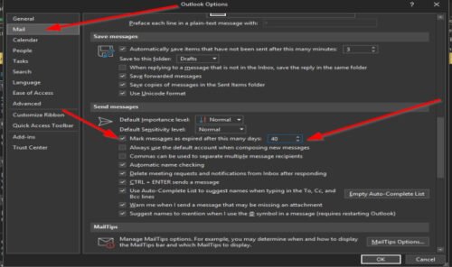 How to set Expiration Date and Time for emails in Outlook