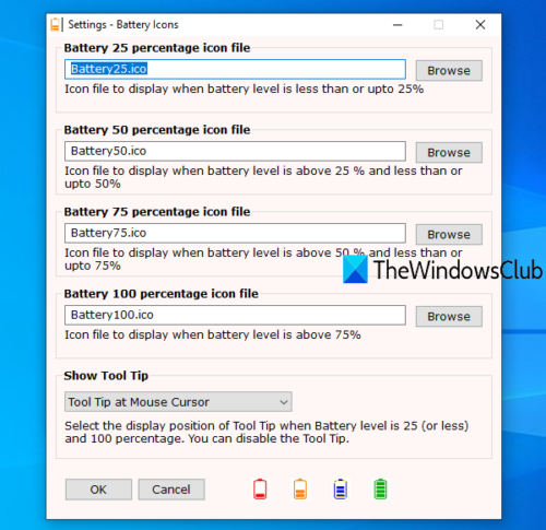 How to display custom Battery percentage icons in Windows 11/10