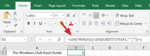How to count words in Excel