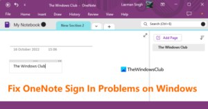 Fix OneNote Sign In Problems on Windows 11/10