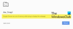 Not enough memory to open this page Chrome error