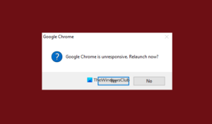 Google Chrome is unresponsive, Relaunch now?