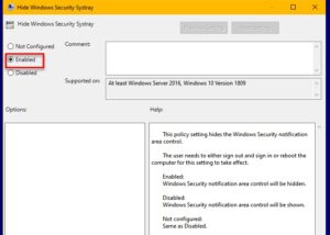 How to hide or show Windows Security icon on Taskbar