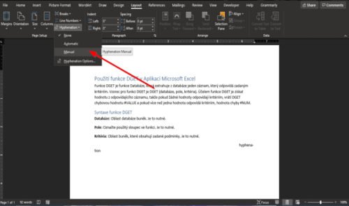 How to use the Hyphenation feature in Word