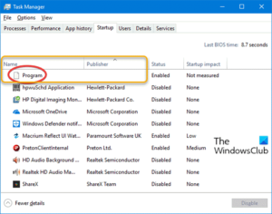 What is Program in Startup tab in Task Manager? Is it safe?