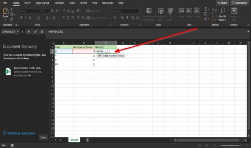 How to use the Rept Function in Excel
