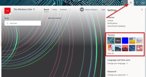 How to change the Background or Theme in Microsoft Planner