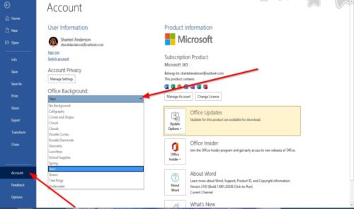How to enable Office Background in Office apps