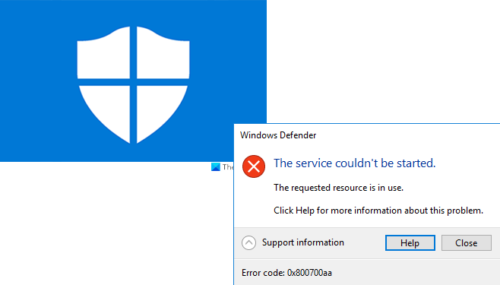 Windows Defender error 0x800700aa, Service couldn't be started