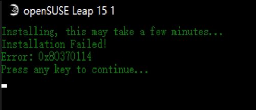 WslRegisterDistribution failed with error: 0x80370114