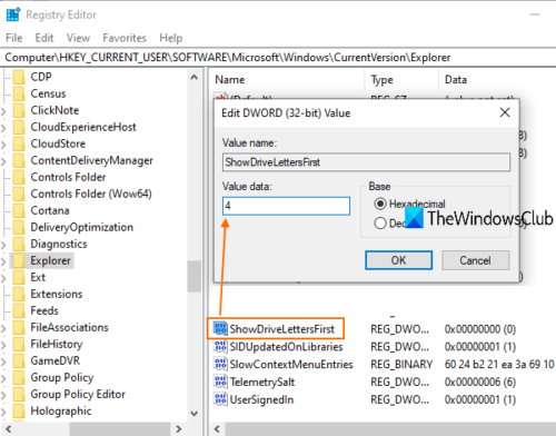 Show Drive Letters first before Drive Names in Explorer in Windows