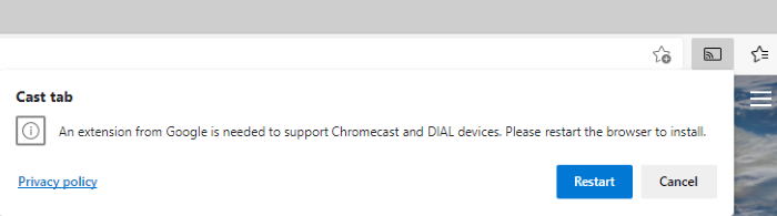 How to add Cast icon to Microsoft Edge Toolbar