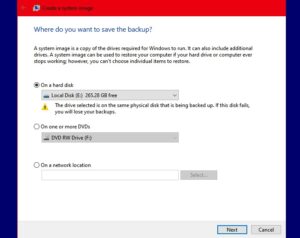 Windows Backup Error Code 0x8078012D, Backup operation failed