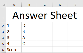 How to create a Quiz in Excel