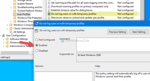 Do not logon users with Temporary Profiles on Windows 11/10