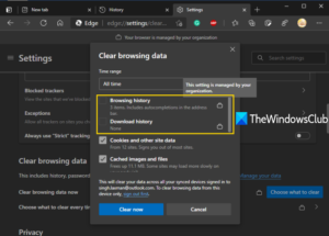 Prevent deleting browser history and download history in Edge